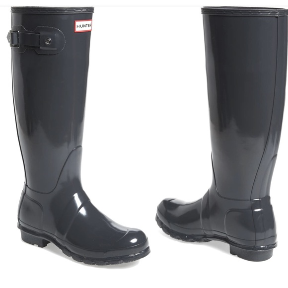 Hunter | Shoes | Hunter Boots Tall Gray Gloss Women Sz 9 | Poshmark